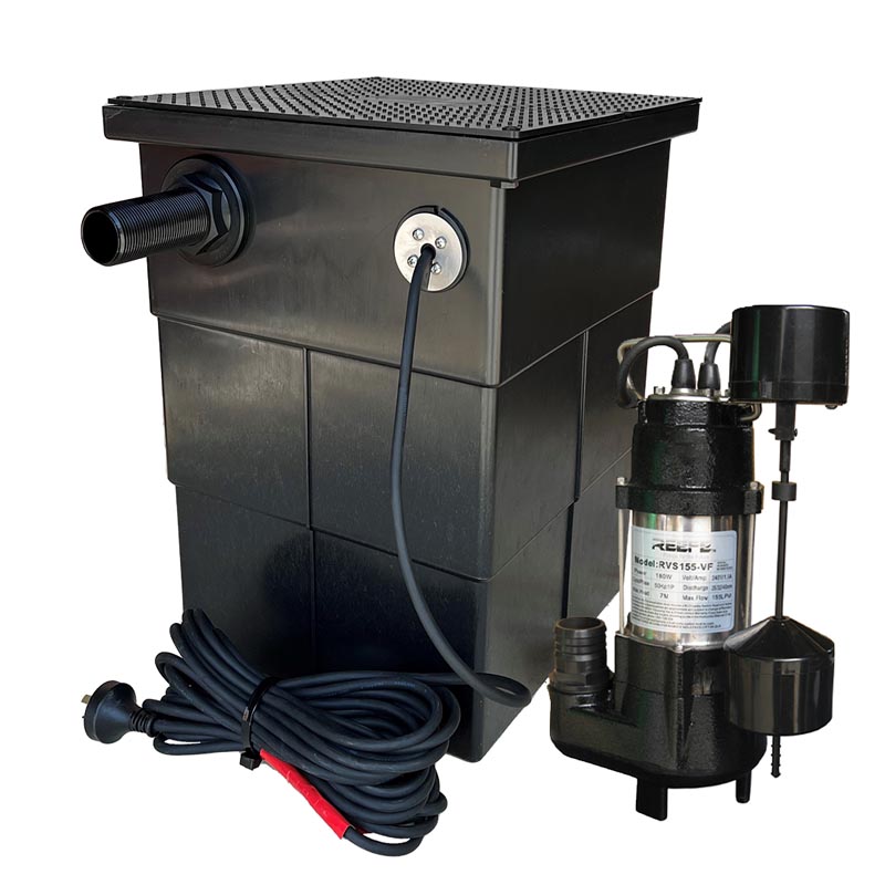 QubeX Mini 3 QGWP160-300 Greywater Pump & Pit System – RVS155VF Sullage ...